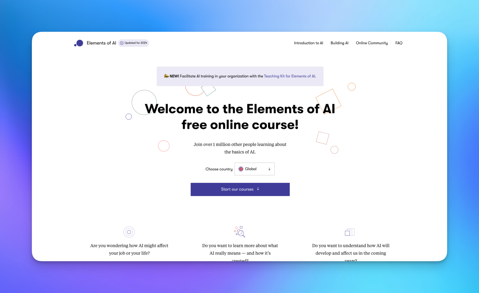Top 10 free AI training courses in 2024
